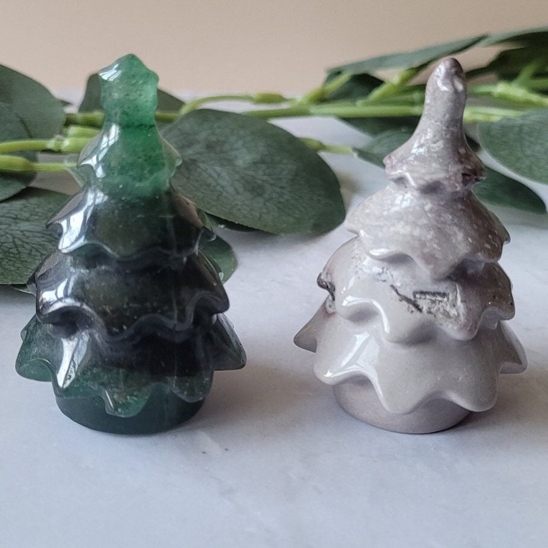 Crystal Christmas Tree Carving, Holiday Gemstone Gift, Ornaments ...