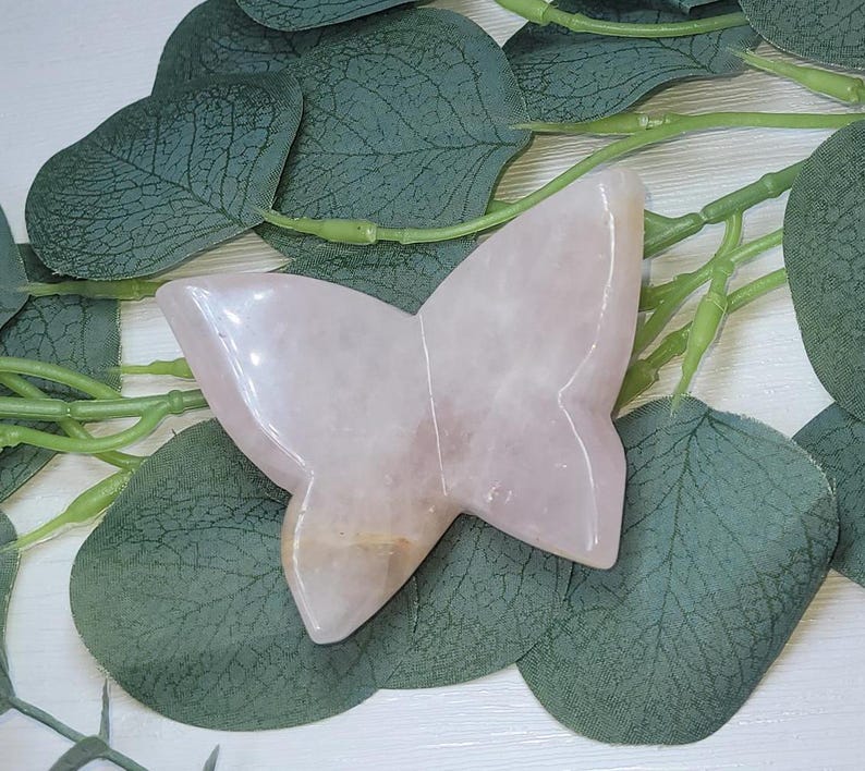 Hand Carved Gemstone Butterfly: Crystal Decor, Fire Quartz, Rose Quartz ...
