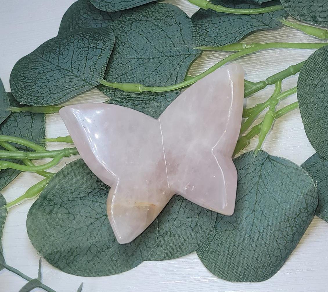 Hand Carved Gemstone Butterfly: Crystal Decor, Fire Quartz, Rose Quartz ...
