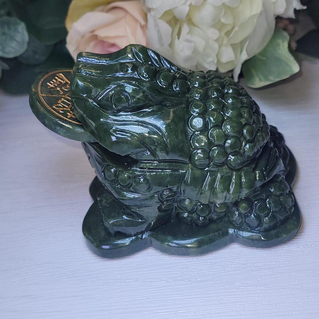 Feng Shui Green Jade Money Toad, Jade Lucky Frog, Home Decoration ...