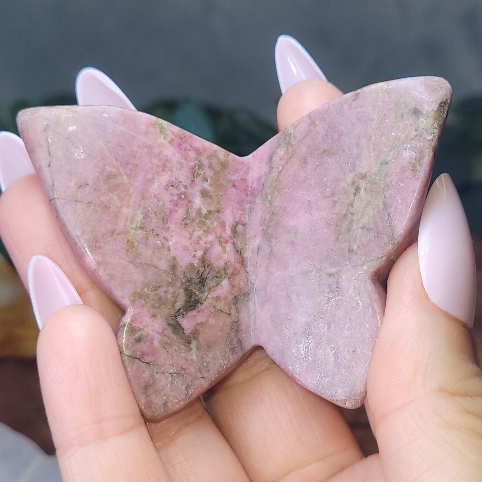 Hand Carved Gemstone Butterfly: Crystal Decor, Fire Quartz, Rose Quartz ...