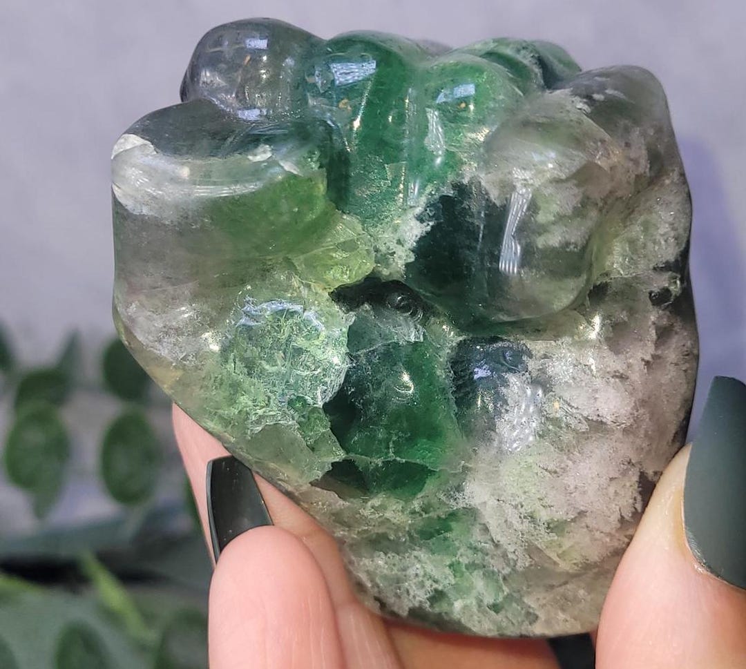 Green Fluorite Fist Crystal Healing Hand Sculpture, Clenched Fist ...