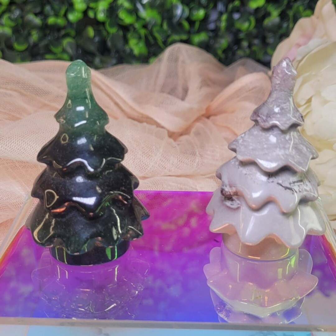 Crystal Christmas Tree Carving Holiday Gemstone Gift - Etsy