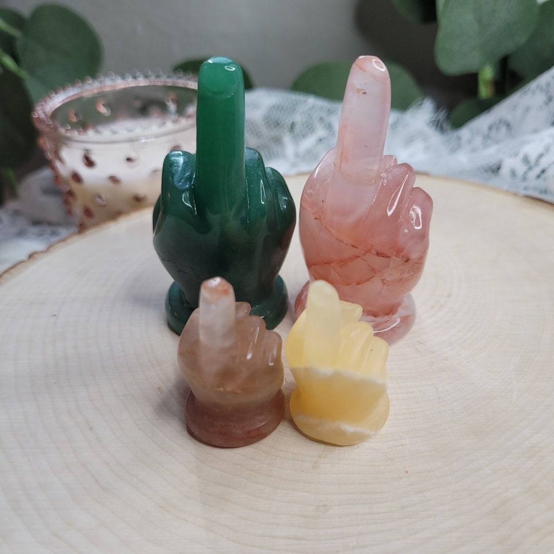 Hand Carved Middle Finger Crystal, Reiki, Crystal Gifts, Statement ...