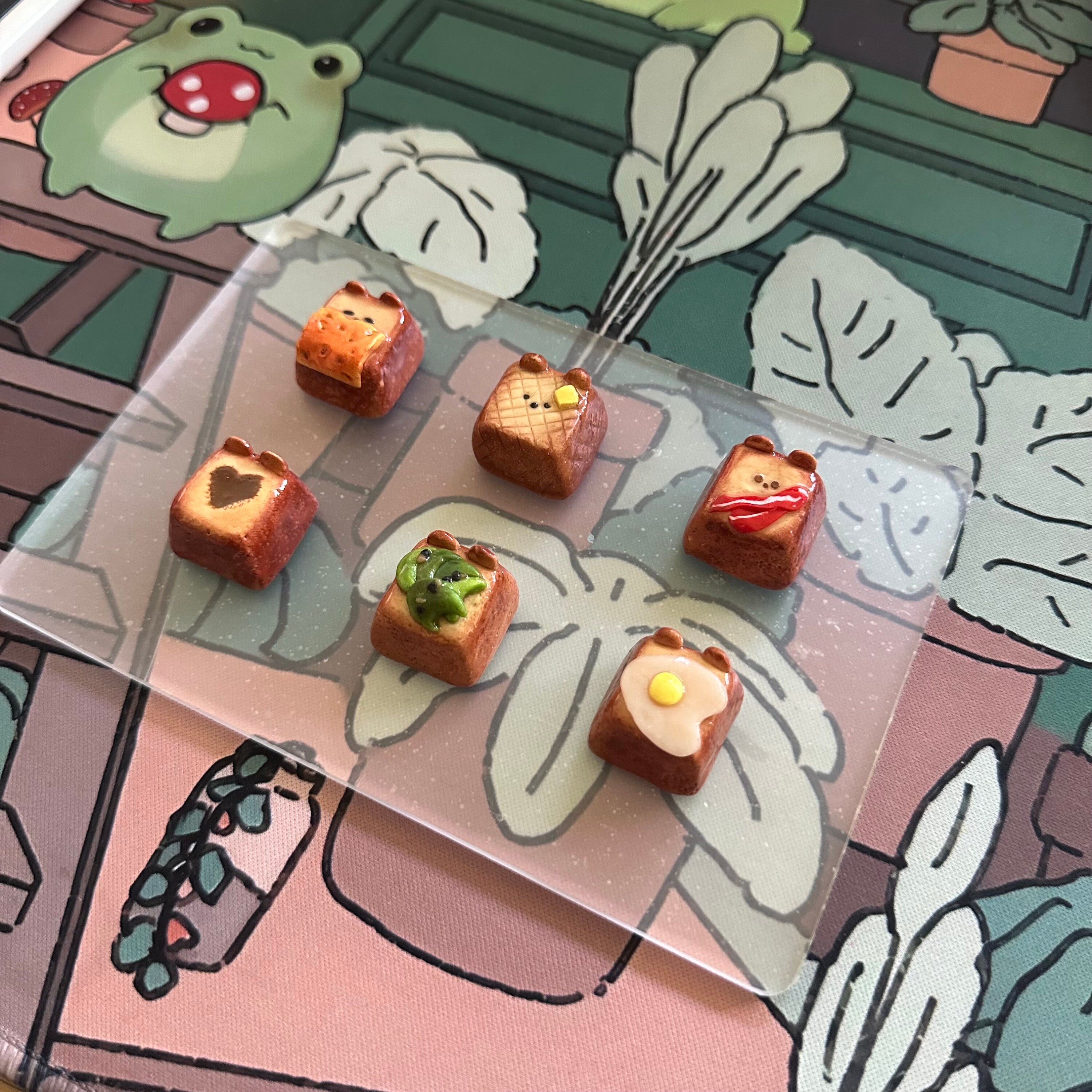 Cute Artisan Bear Toast Keycaps - Etsy