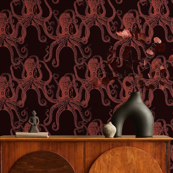 Octopus Stick and Peel Wallpaper - Etsy