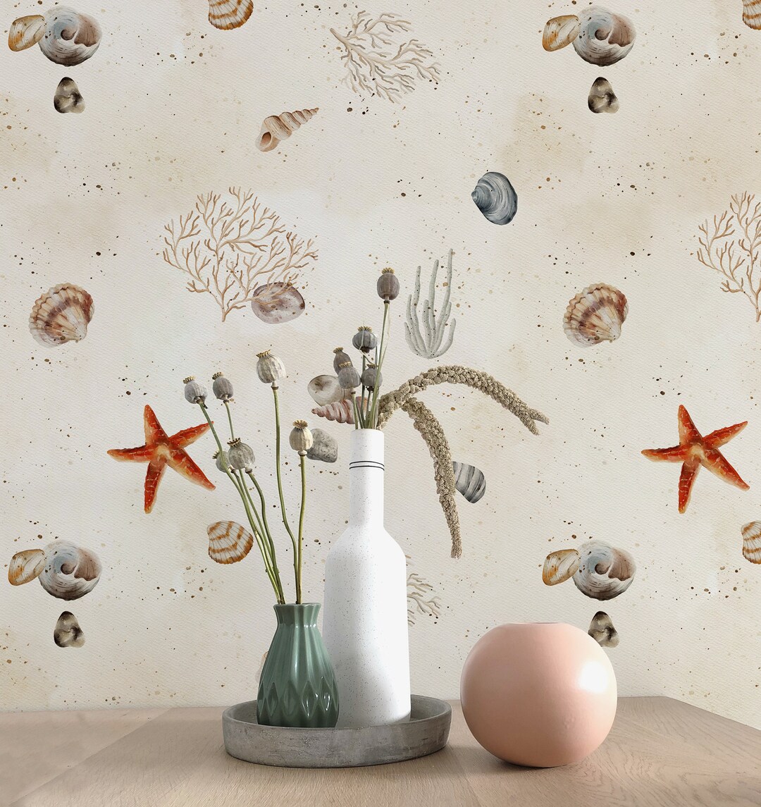 Oceanic & Nautical Wallpaper Peel and Stick | Warm Beige Wallpaper for ...