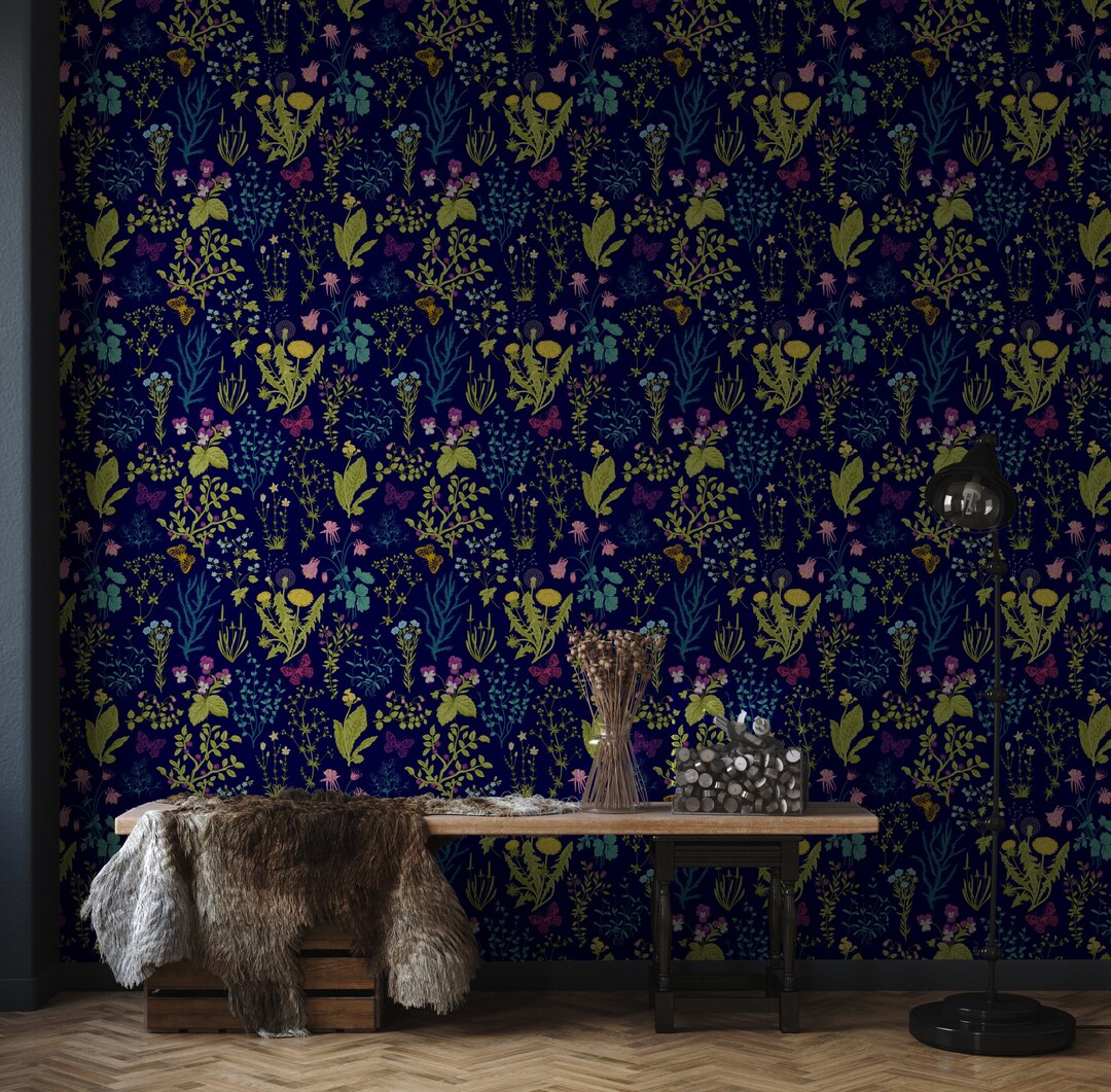 Dark Fern Botanical Wallpaperpeel&stick and Traditional - Etsy