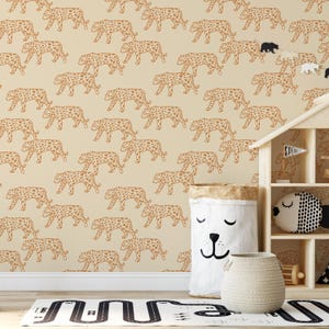 Animals Wallpaper Peel and Stick | Cute Beige Wallpaper for Kids Room ...