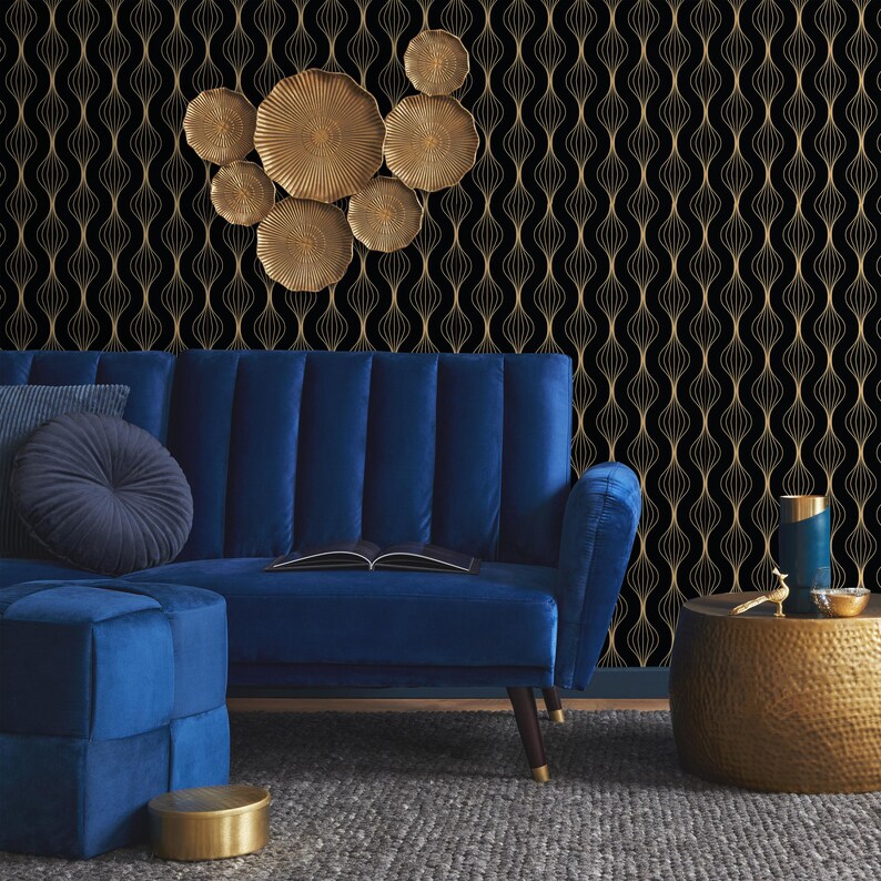 Black and Gold Art Deco Wallpaper: Gatsby Style (peel & Stick) - Etsy