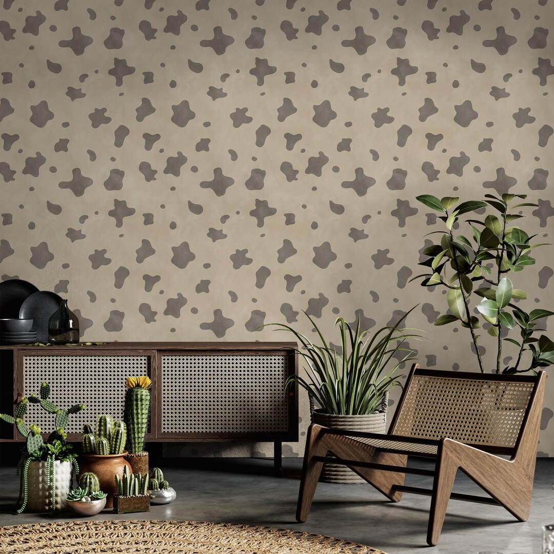 Cow Pattern Peel & Stick Wallpaper, Tan Brown Cow Print - Etsy