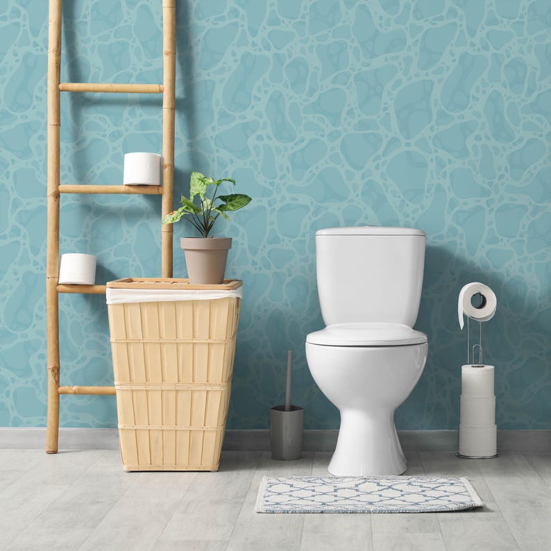 Clear Water Waves Wallpaper: Pastel Blue Peel and Stick - Etsy