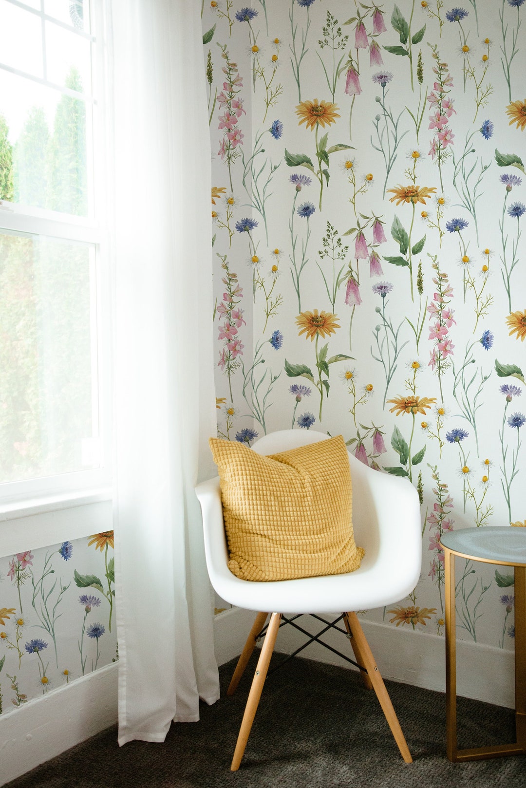 Bright Floral Wallpaper peel&stick and Traditional Wallpaper Removable ...