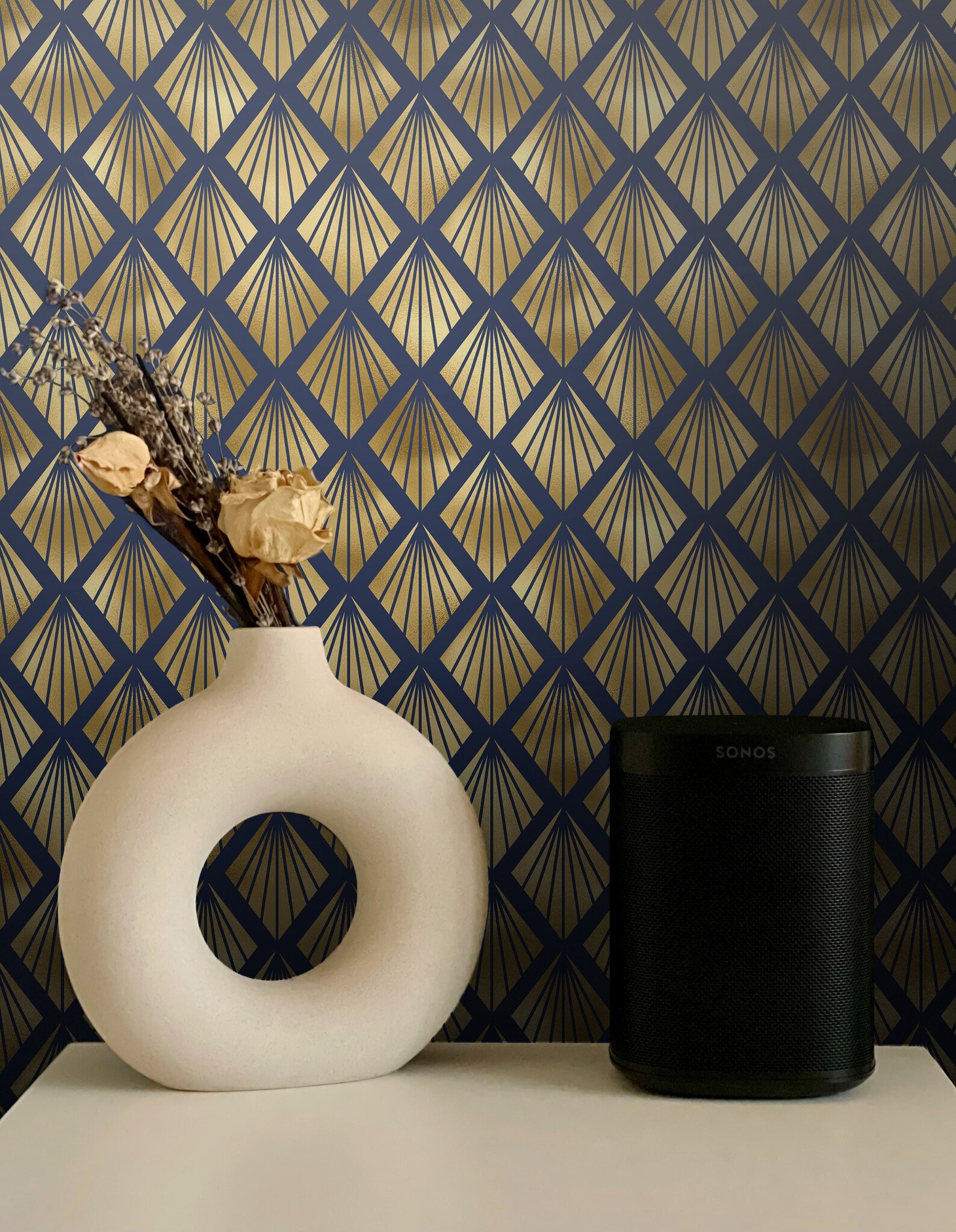 Blue Art Deco Wallpaper Peel&stick and Traditional Wallpaper - Etsy