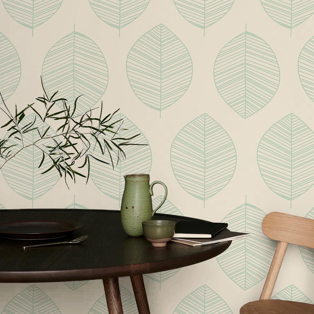 Yellow Leaf Line Wallpaper | Peel&stick and Traditional Wallpaper ...