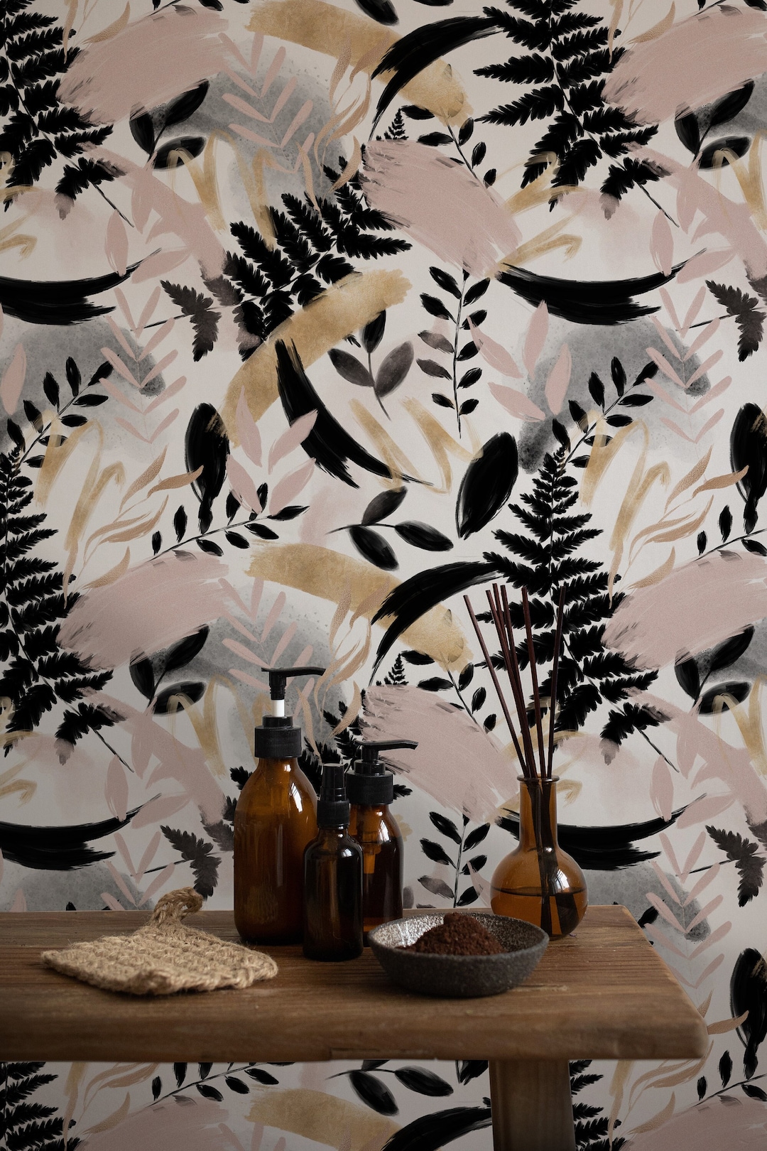 Botanical & Floral Wallpaper Peel and Stick | Neutral Neutral Wallpaper ...