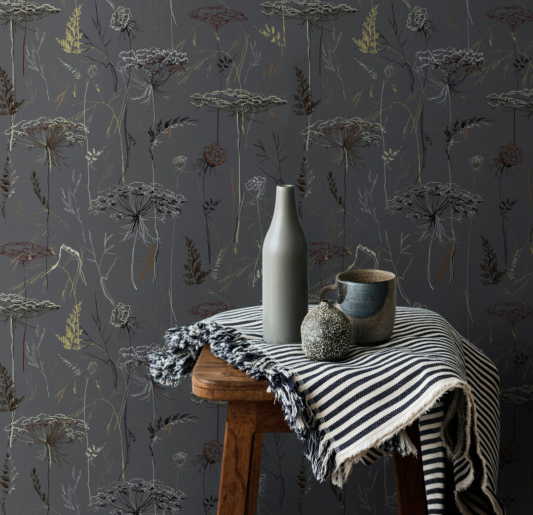Gray Leaves Wallpaper|peel&stick and Traditional Wallpaper| Prepasted ...