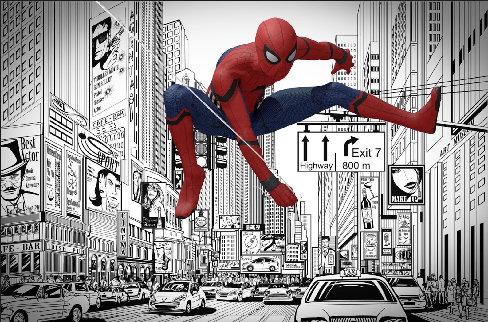 Spiderman Wallpaper , Kids Wallpaper, Removable, Nursery Wallpaper ...