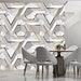 Gold Decor 3D White Panels. Shaded and Glossy Geometric Modules ...