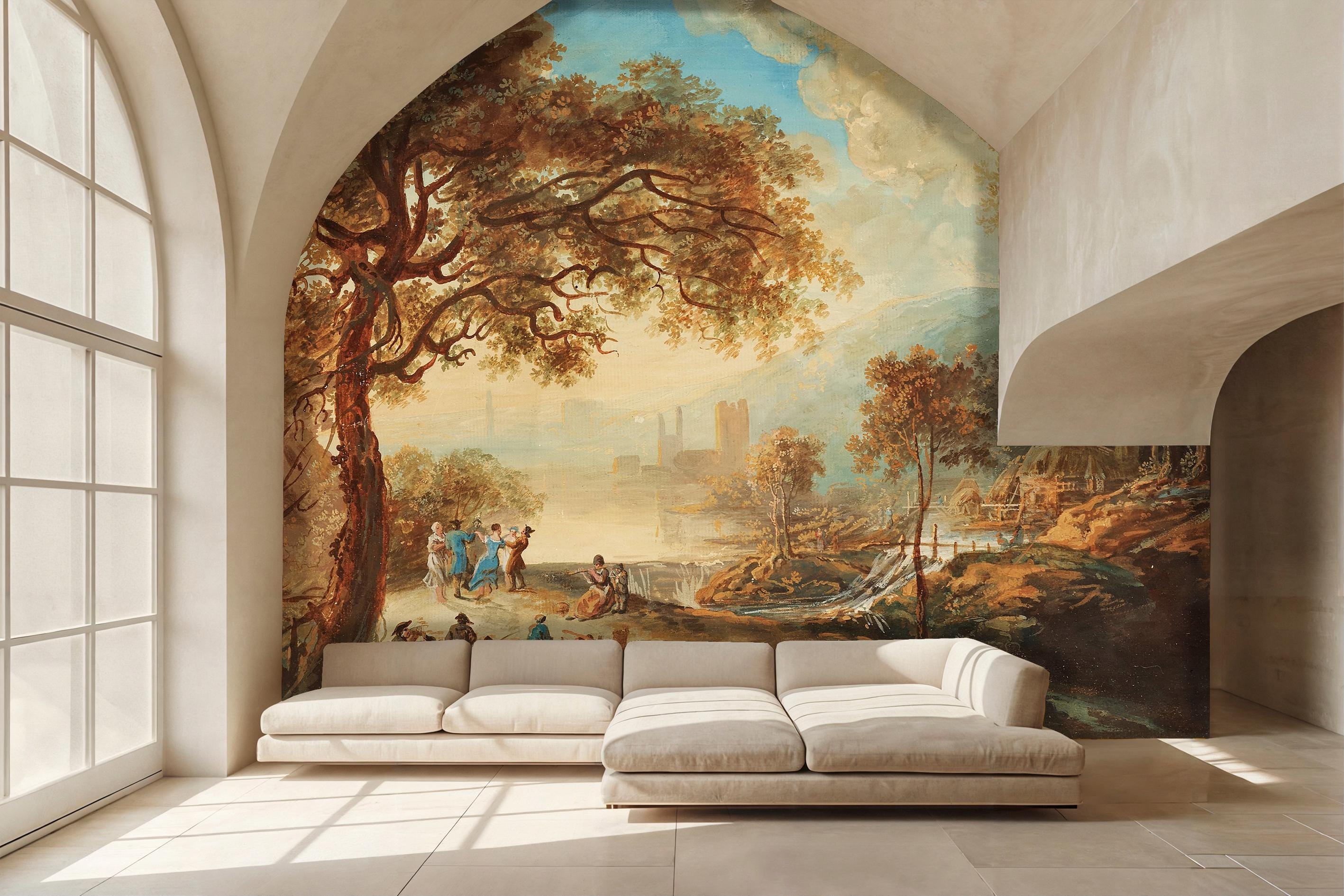 Vintage Pastoral Landscape Wallpaper: Peel and Stick Vinyl - Etsy