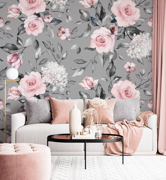 Gray And Pink Flower Background