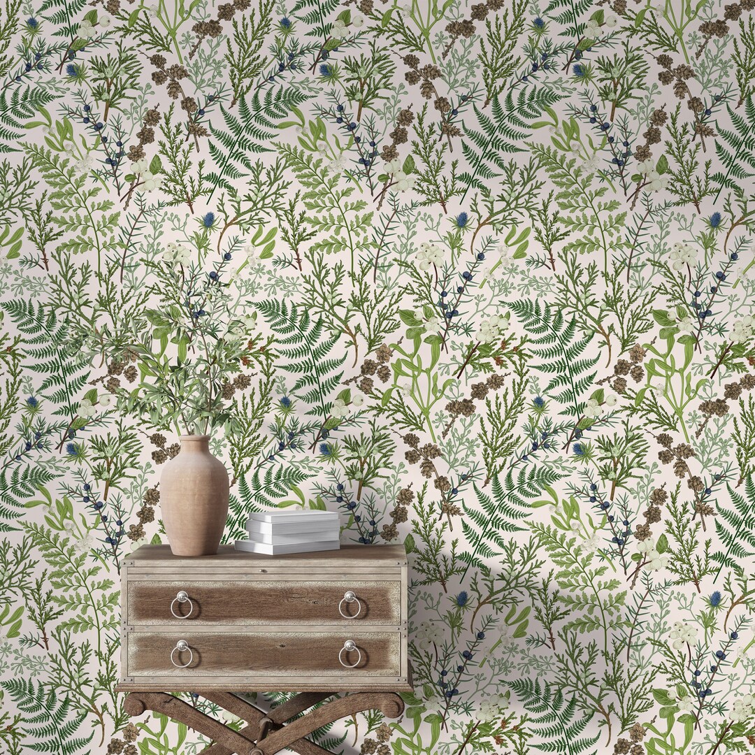 Fern Botanical Wallpaper, Green Euclayptus, Light Green Botanical Fern ...