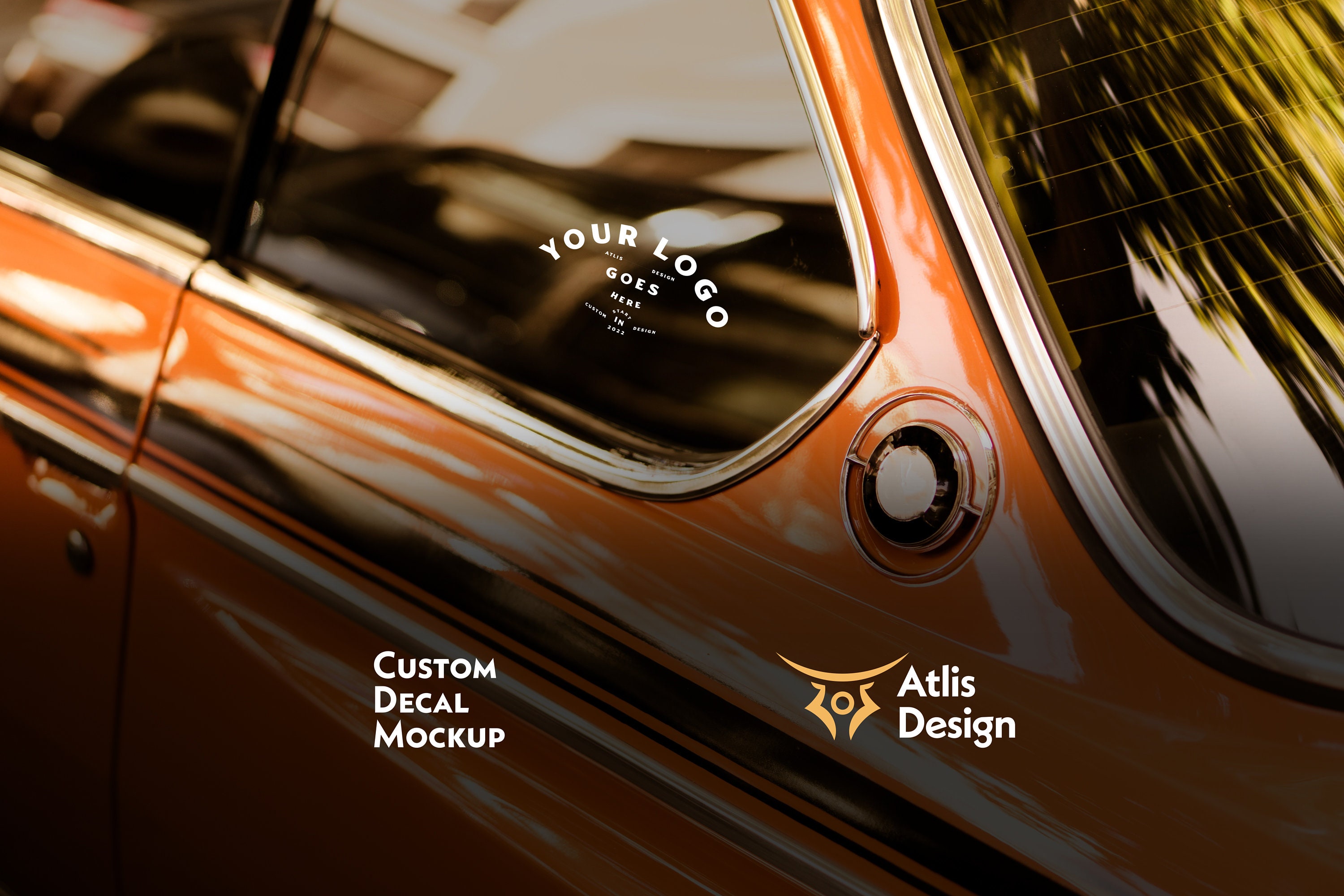 Orange Car Window Decal Mockup PSD - Etsy