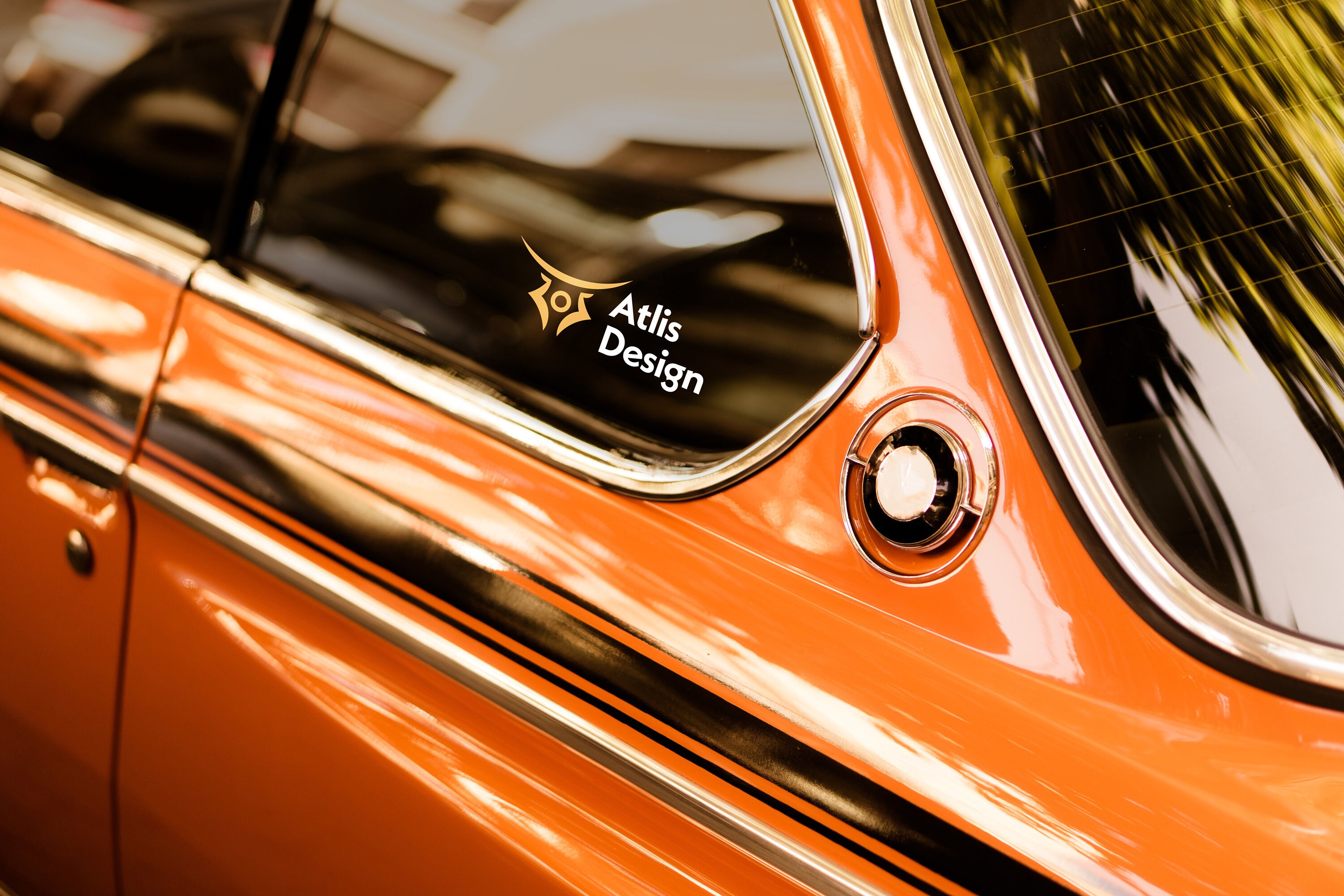Orange Car Window Decal Mockup PSD - Etsy