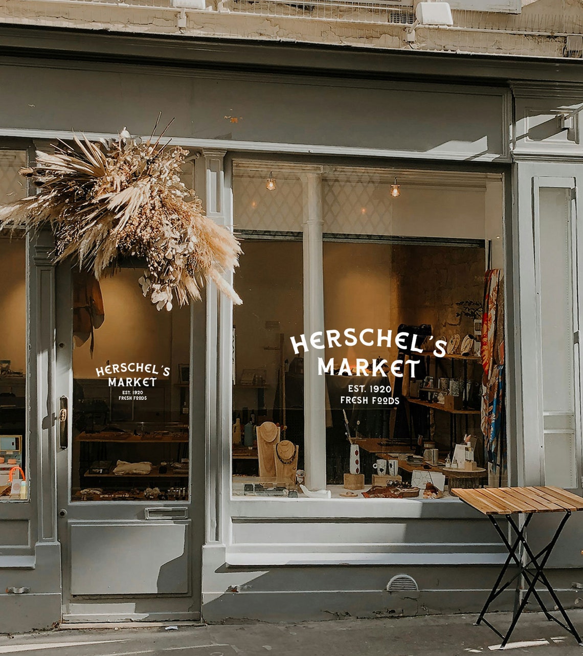 Shop Front Window Decal Mockup With Door Design, Glass Vinyl Mockup ...