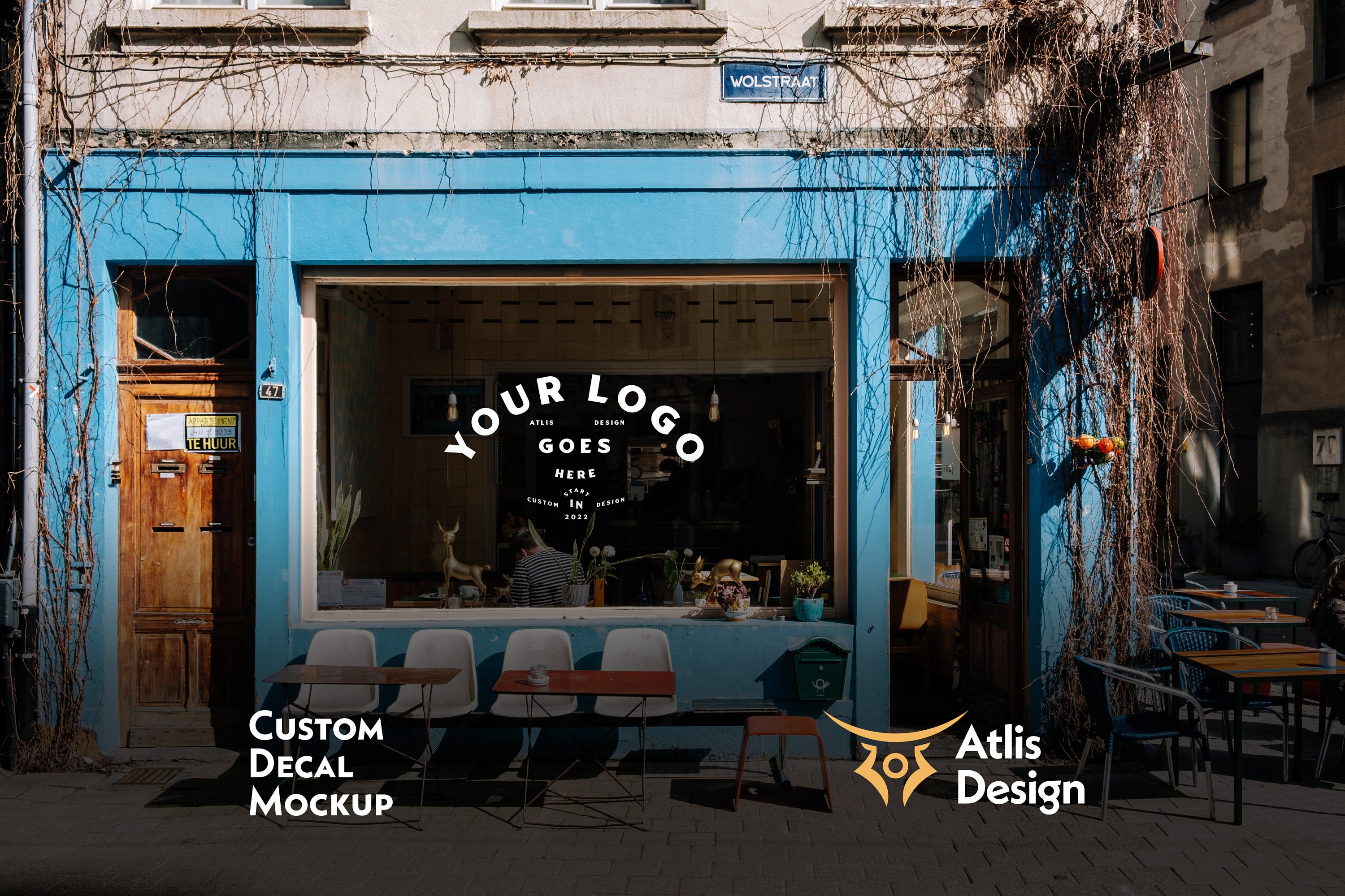 Shop Window Decal Mockup, Glass Vinyl Mockup, Sign Mockup, Template PSD ...