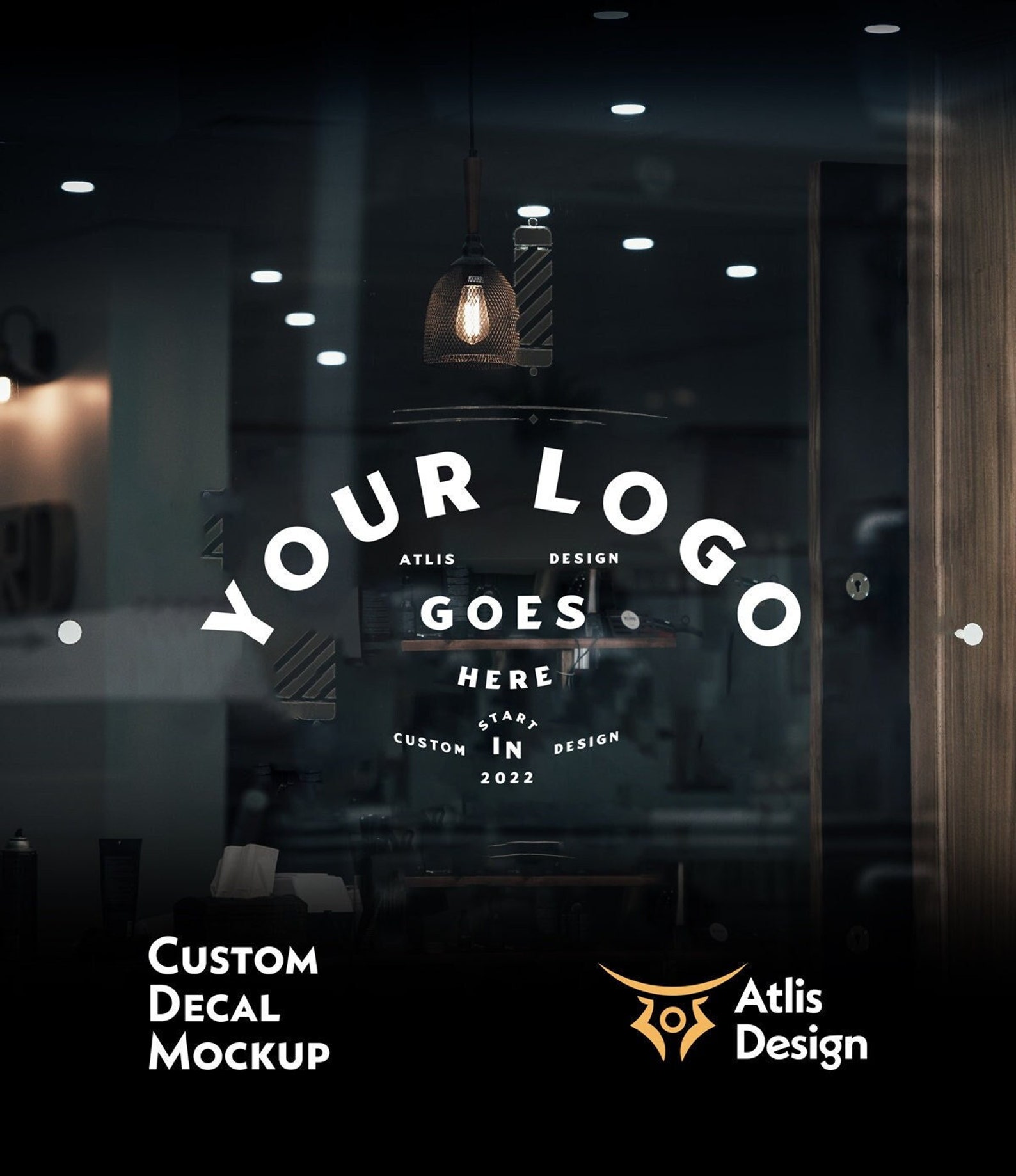 Window Glass Barber Shop Front Mockup PSD - Etsy