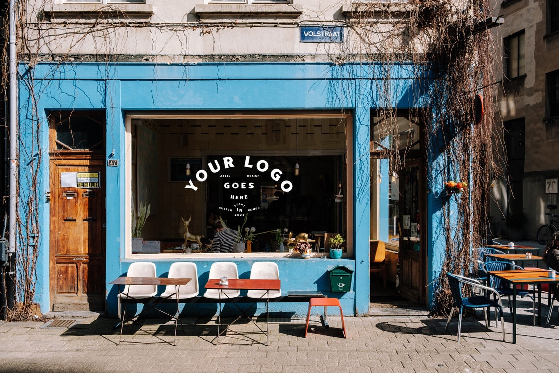 Shop Window Decal Mockup, Glass Vinyl Mockup, Sign Mockup, Template PSD ...