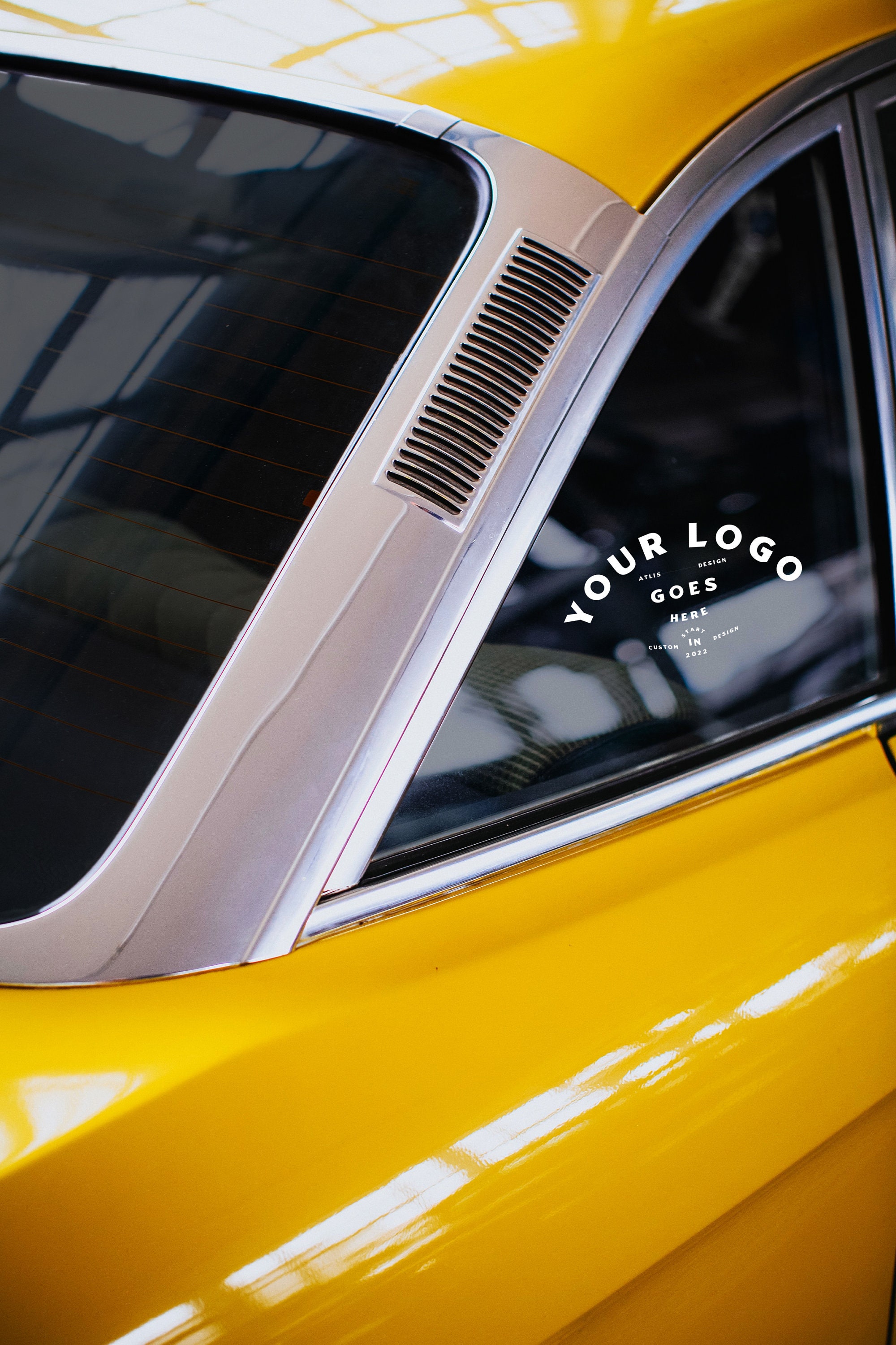 Yellow Car Window Decal Mockup, Windshield Mockup, Template PSD - Etsy