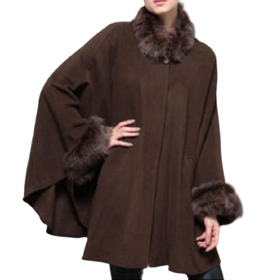 Wool and Cashmere Capes With Fox Collar and Cuffs - Etsy