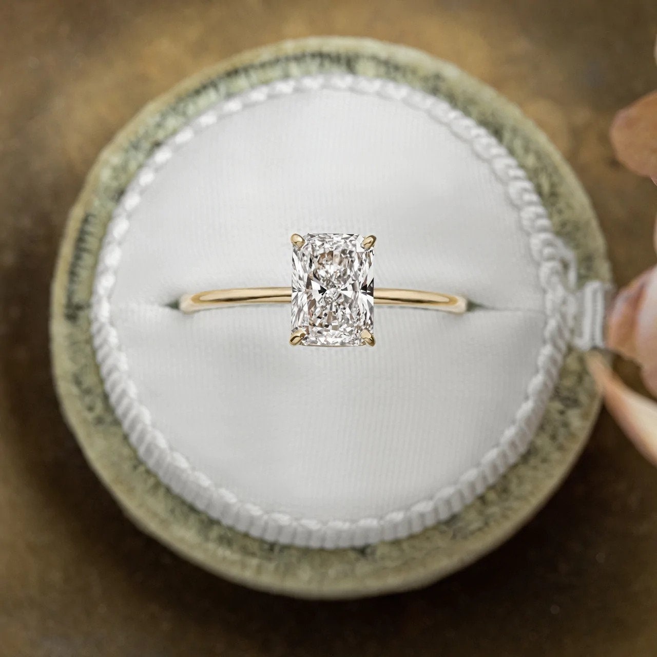 2 CT Radiant Cut Wedding Ring Classic Solitaire Ring 14K Yellow Gold ...