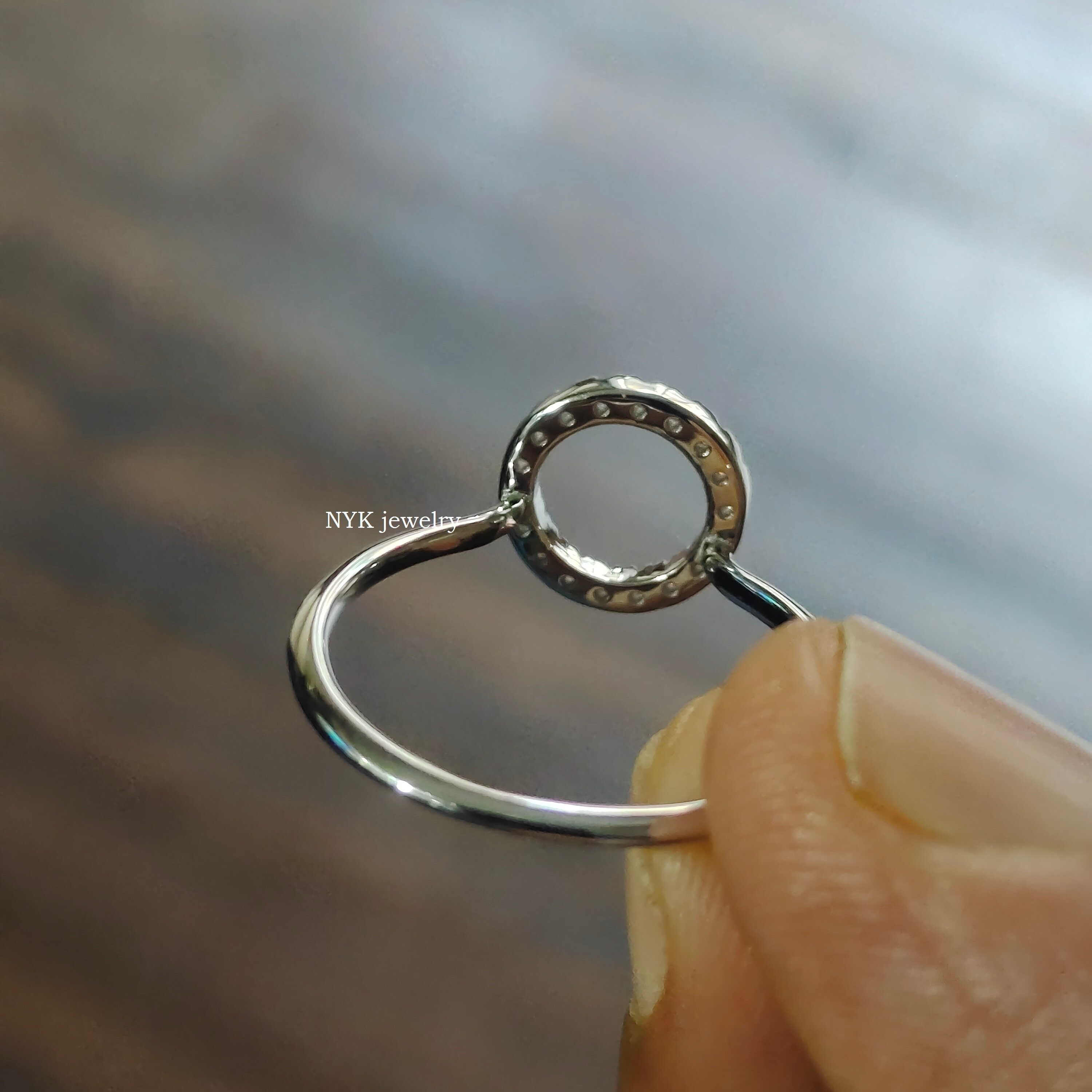 Open Circle Diamond Ring/moissanite Diamond Open Halo Ring/14k White ...