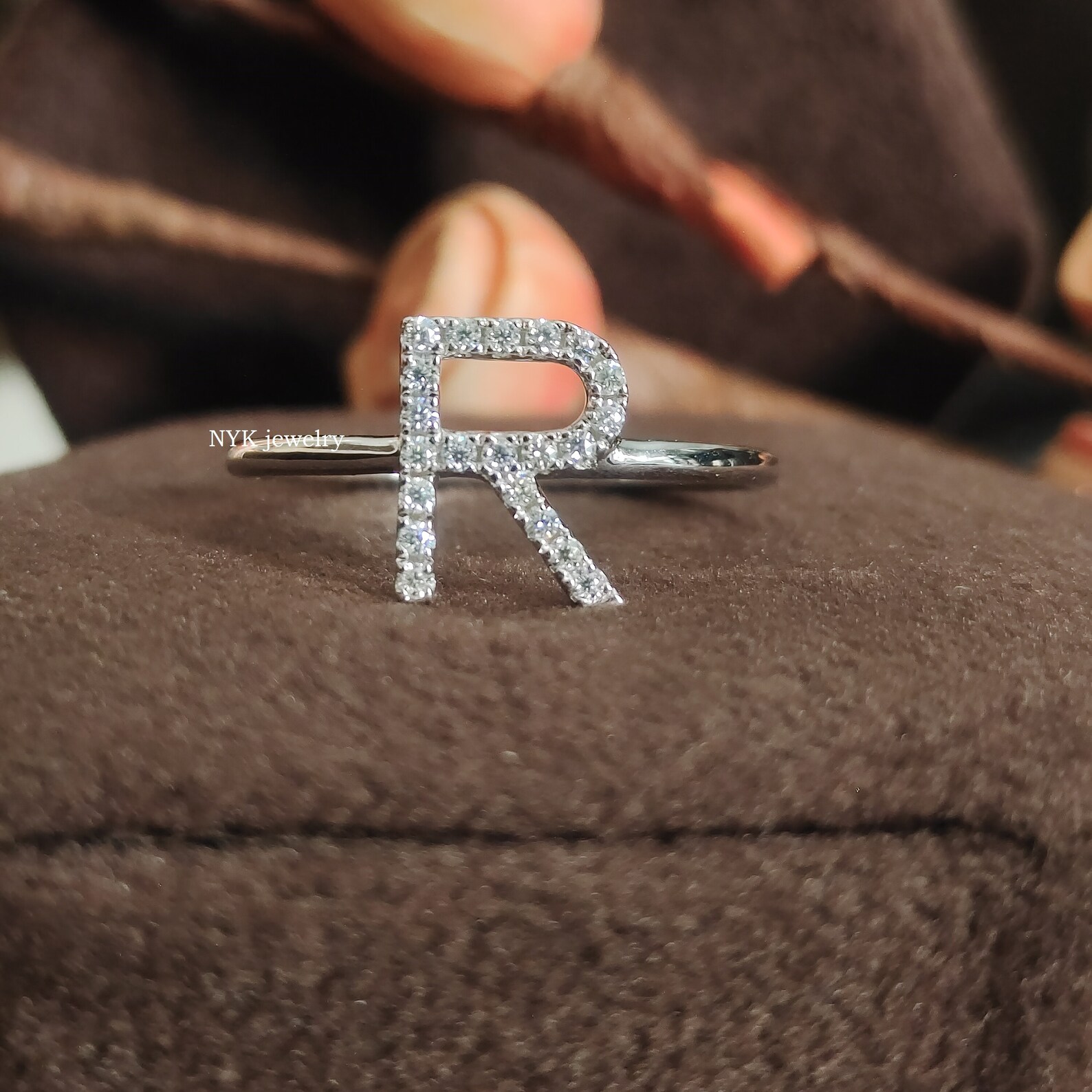 Diamond Name Ring/14k Gold A to Z Initial Letter Fashion Ring/custom Alphabet Initial Word Ring ...