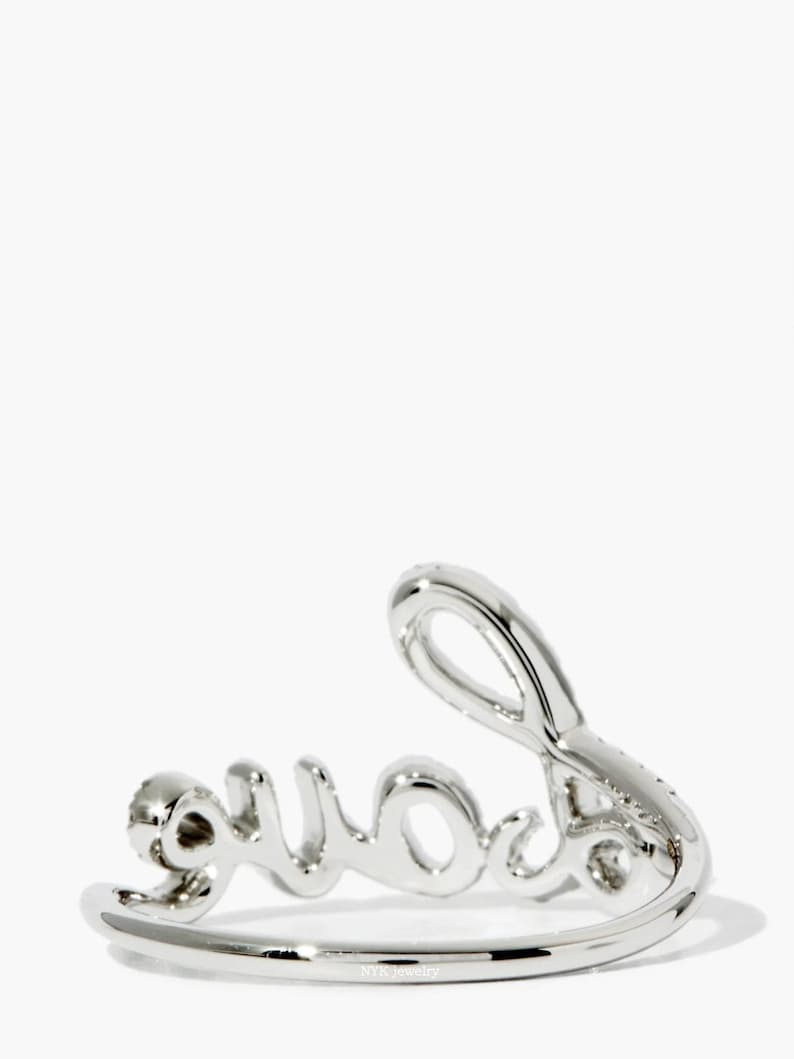 14k Gold Love Alphabet Ring, Love Letters Ring, Diamond Script Love ...