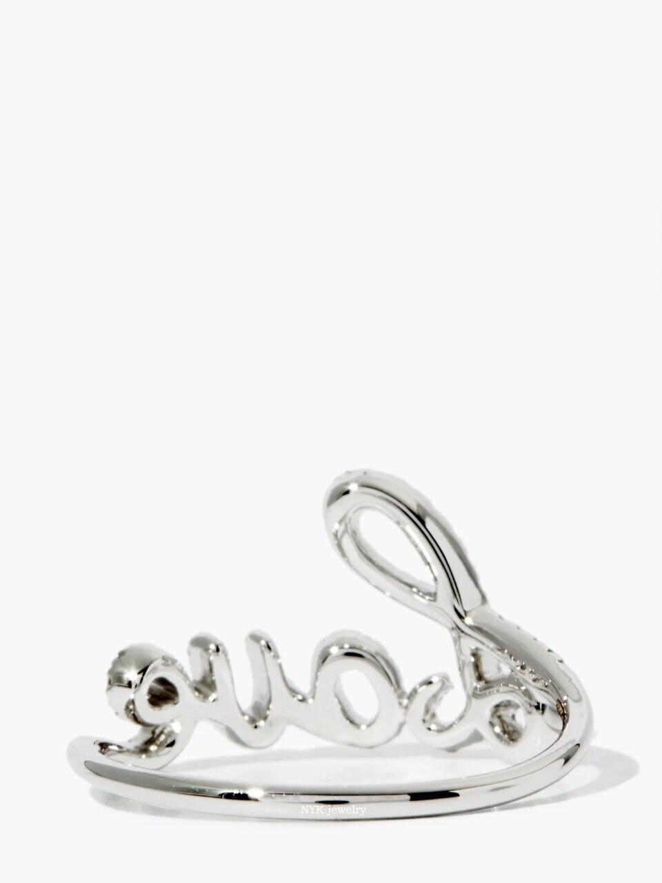 14k Gold Love Alphabet Ring, Love Letters Ring, Diamond Script Love ...