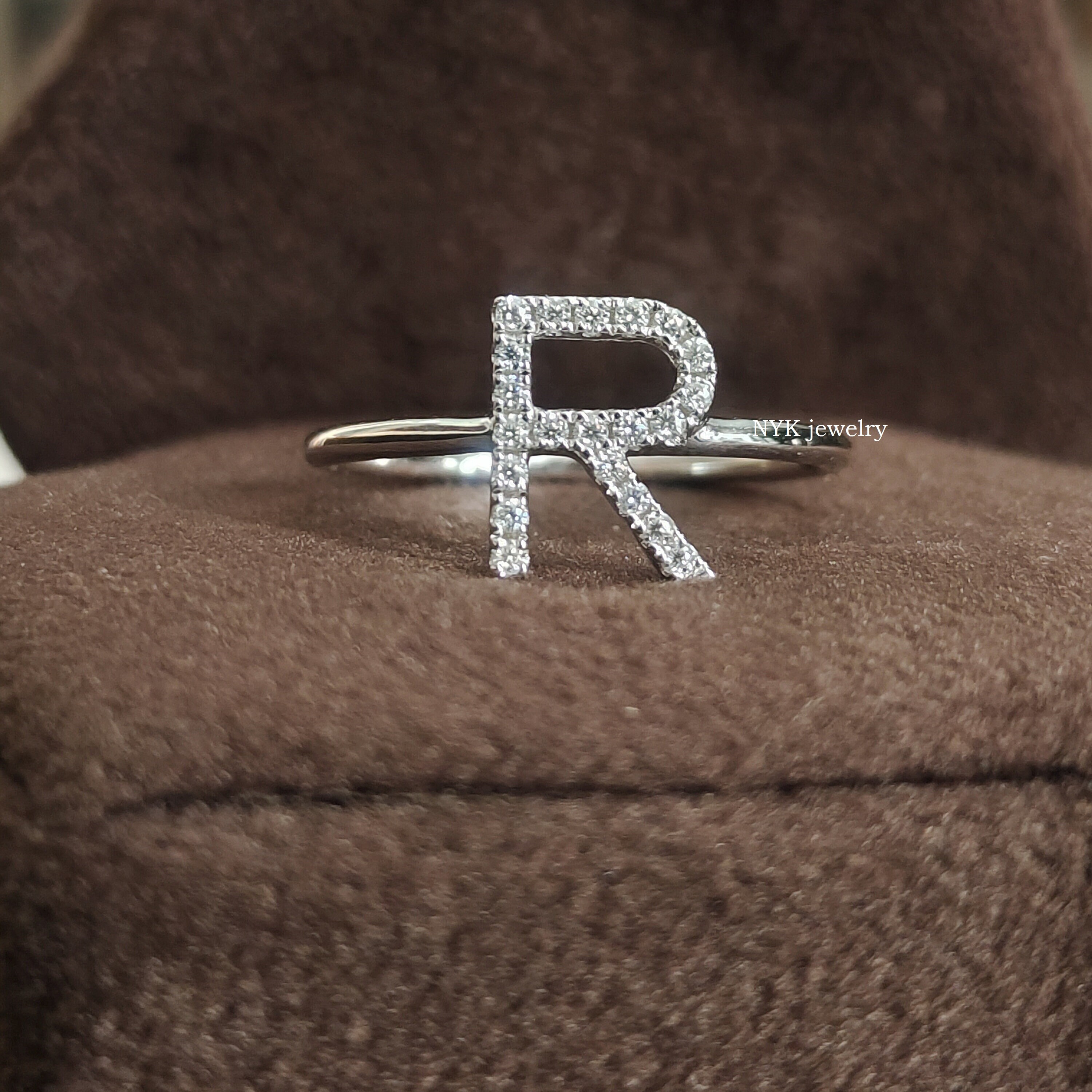 Diamond Name Ring/14k Gold A to Z Initial Letter Fashion Ring/custom Alphabet Initial Word Ring ...