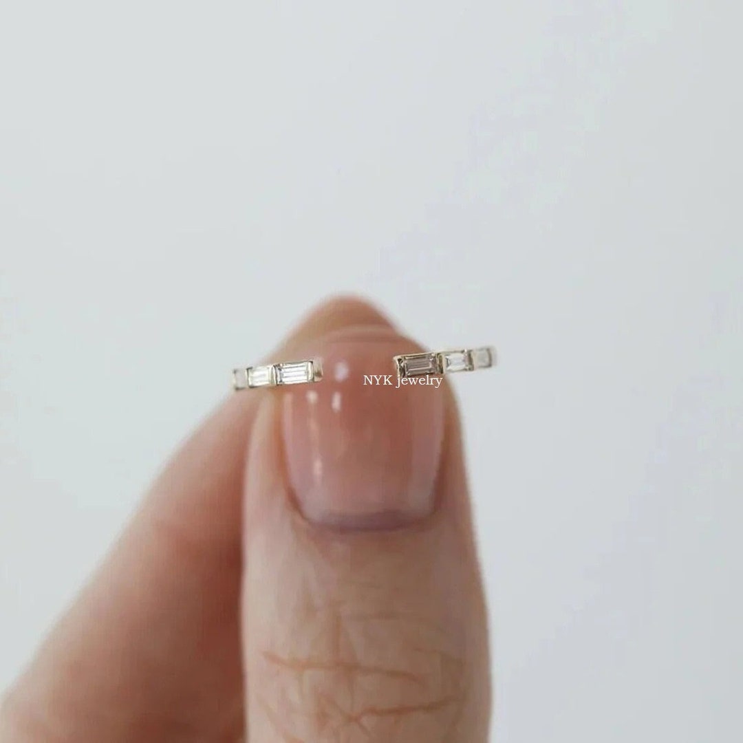Open Space Baguette Cut Moissanite Band/yellow Gold Open Gap - Etsy