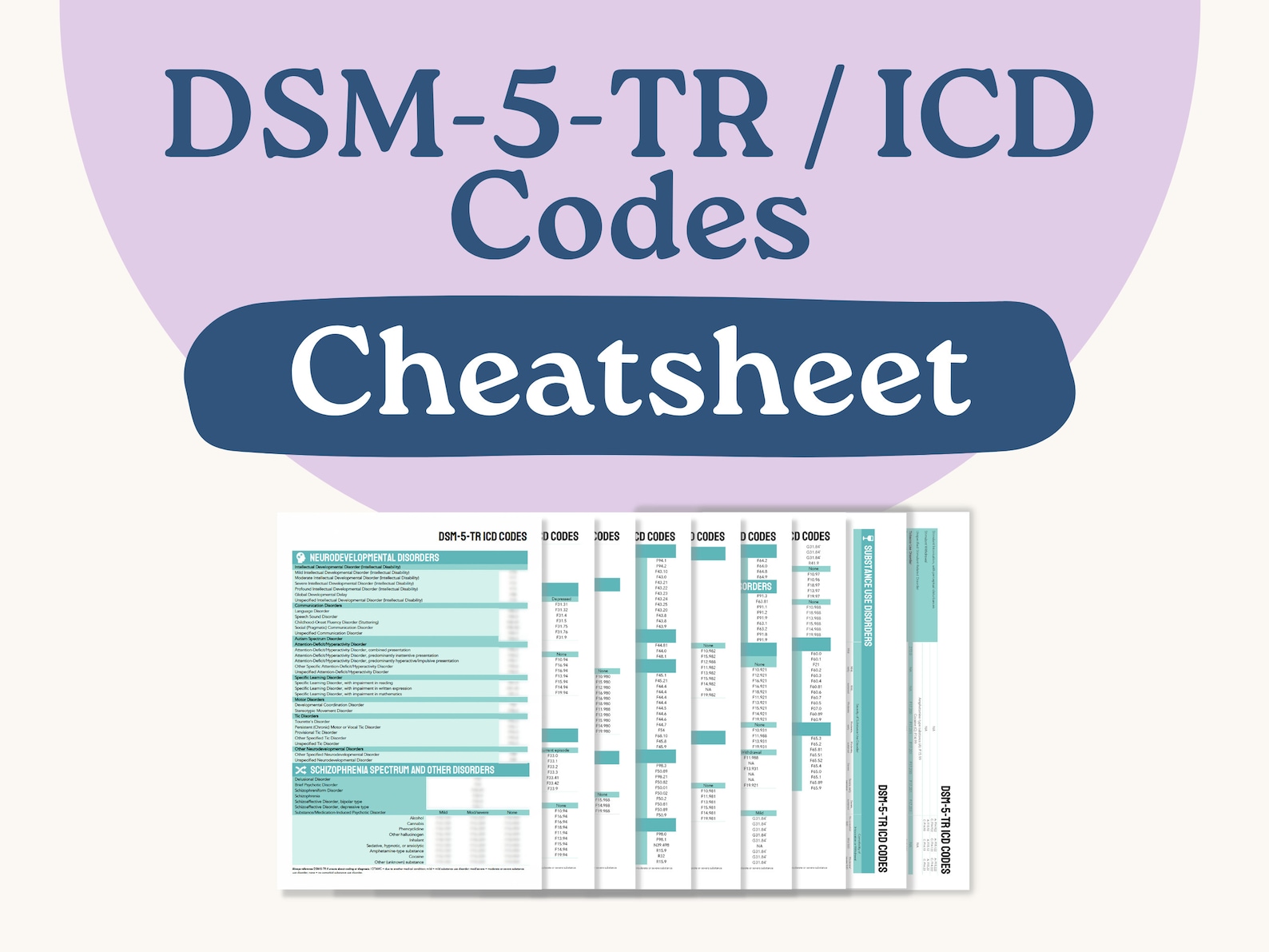 DSM-5-TR ICD Codes Cheatsheet - Etsy