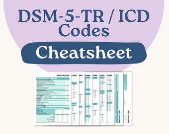 DSM-5-TR ICD Codes Cheatsheet Mental Health Report Writing, Therapy ...