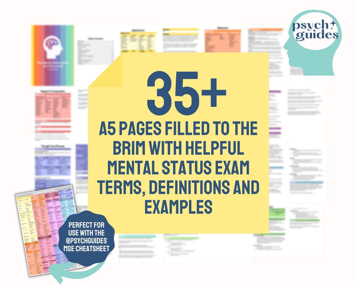 Mental Status Exam Note Writing Guide Descriptors - Etsy