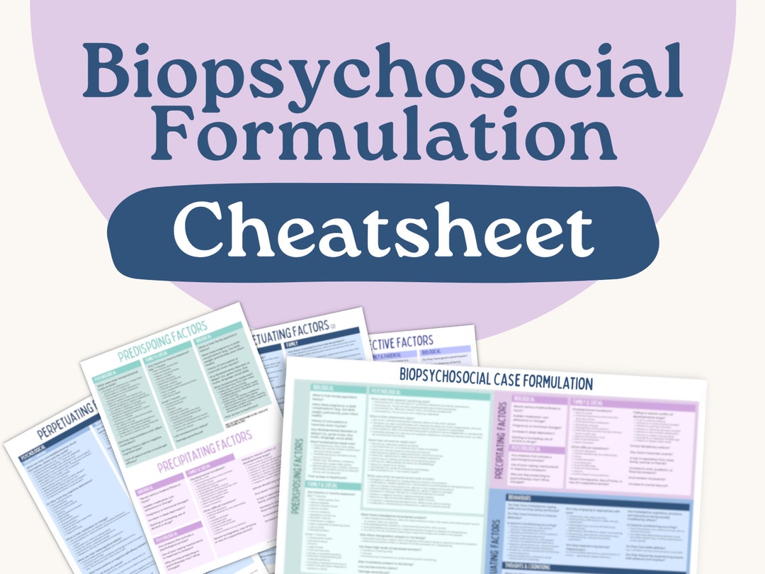 Biopsychosocial Case Formulation Cheatsheet - Perfect for Creating ...