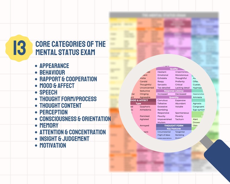 Mental Status Exam MSE Cheatsheet Perfect for Mental Health Clinicians ...