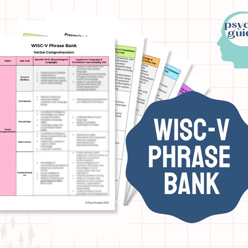 WISC-V Phrase Bank Over 150 Phrases for All the WISC-V - Etsy