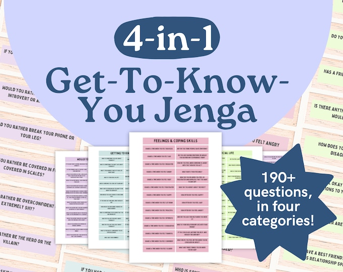 4-in-1 Get-to-know-you Jenga Spark Insightful Discussions With Therapy ...