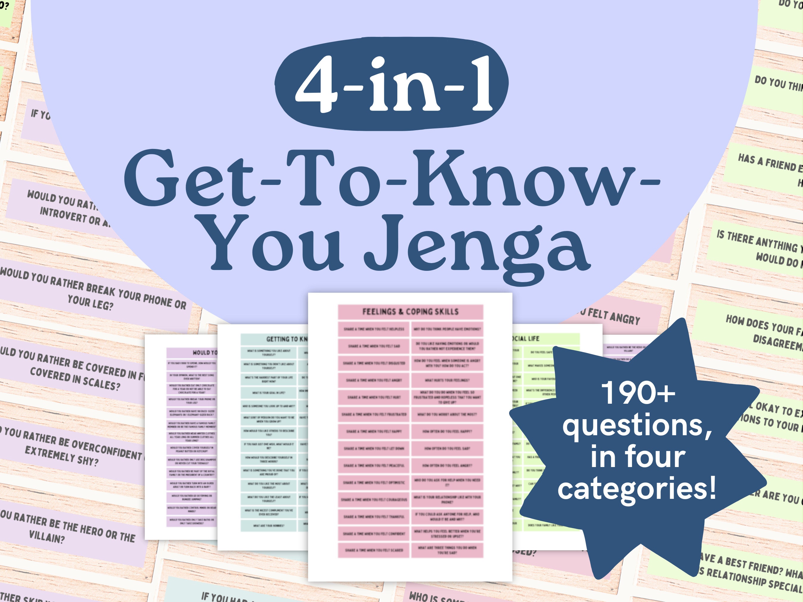 4-in-1 Get-to-know-you Jenga - Spark Insightful Discussions With ...