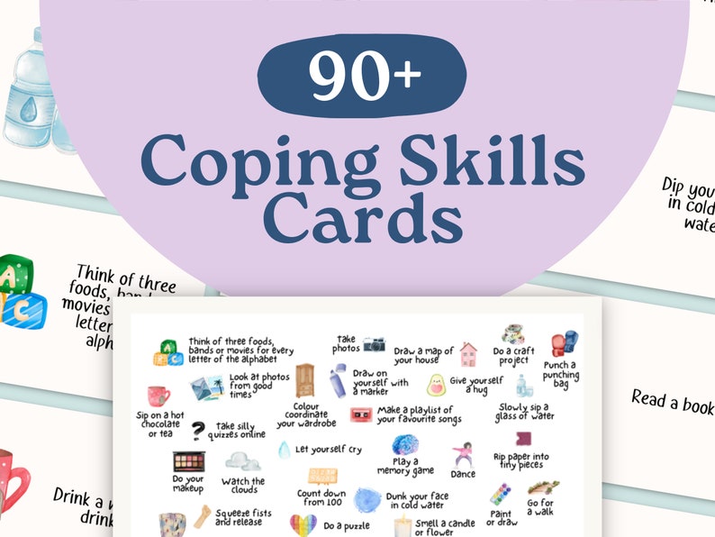Coping Skills Cards + Cheatsheet - Perfect for Therapists and Clients ...